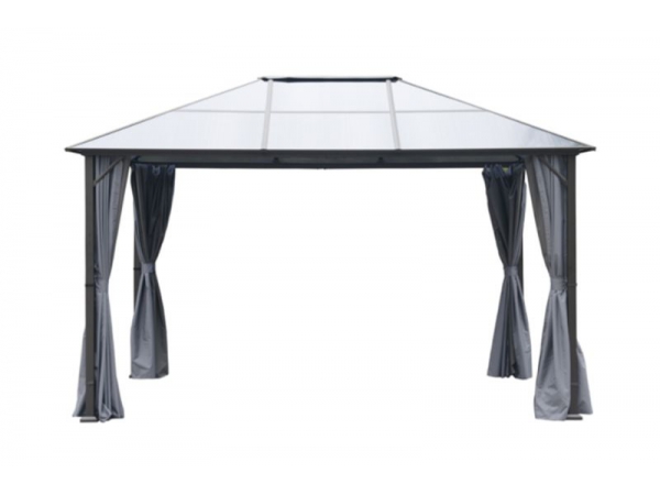 Gazebo à toit rigide avec toit en polycarbonate | Pavillon de jardin ...